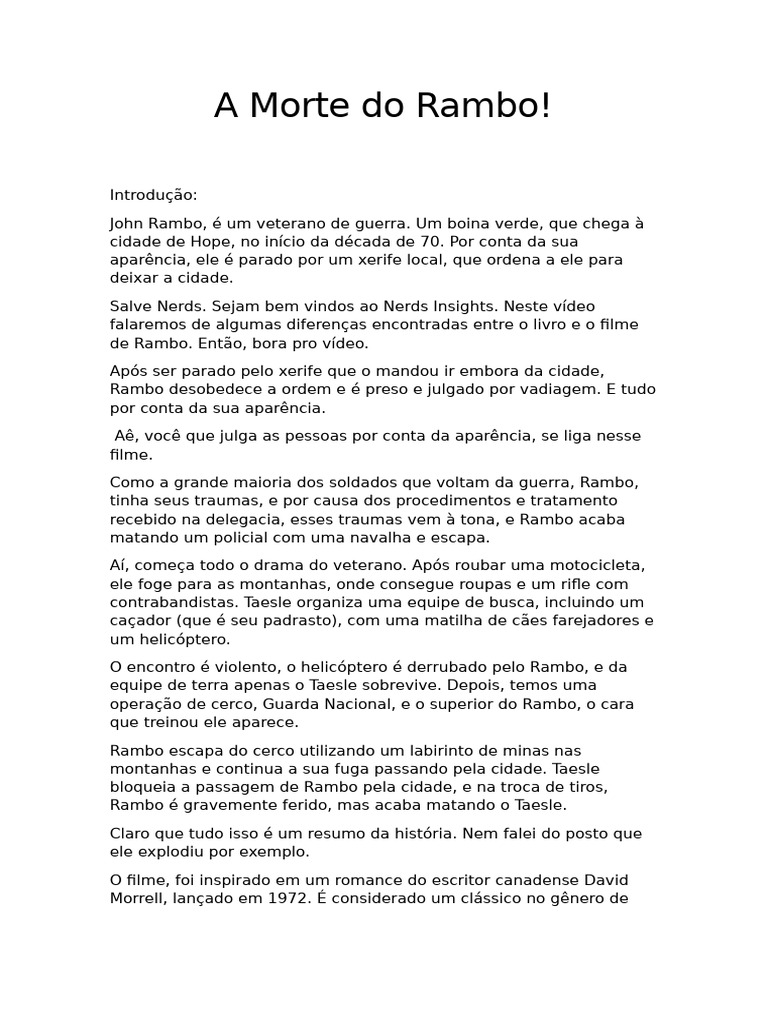 A Morte do Rambo | PDF