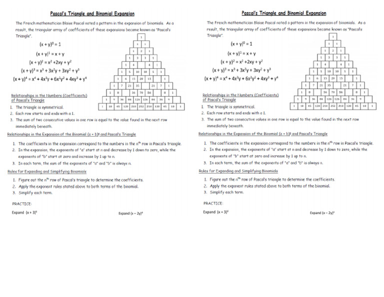 2F - Pascal's Triangle INB | PDF