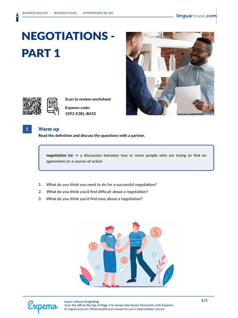 Negotiations Part 1 British English Student B1 B2 | PDF