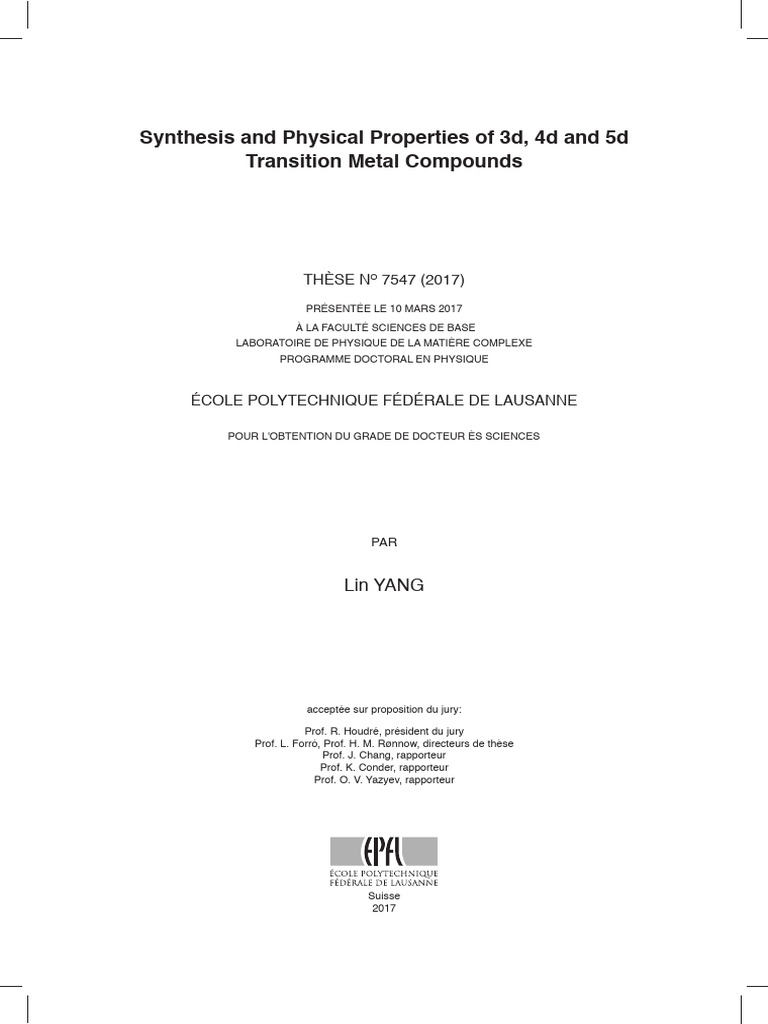 Synthesis and Physical Properties of 3d, 4d and 5d Transition Metal ...