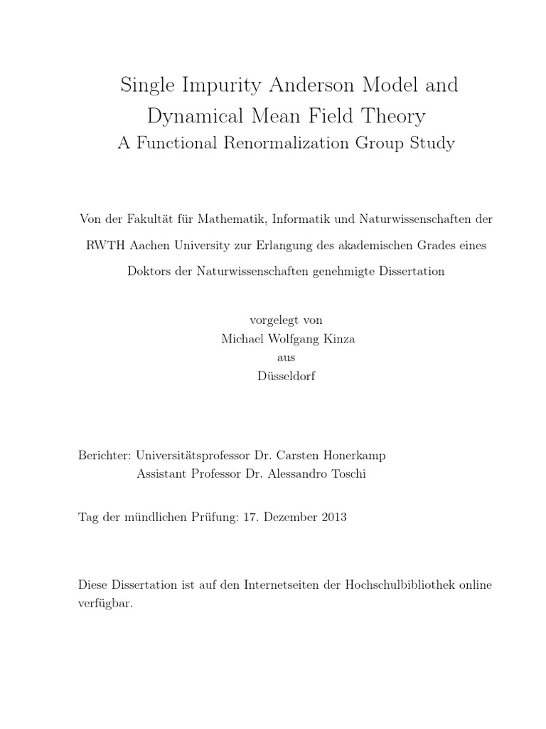 Single Impurity Anderson Model and Dynamical Mean Field Theory A Functional Renormalization ...