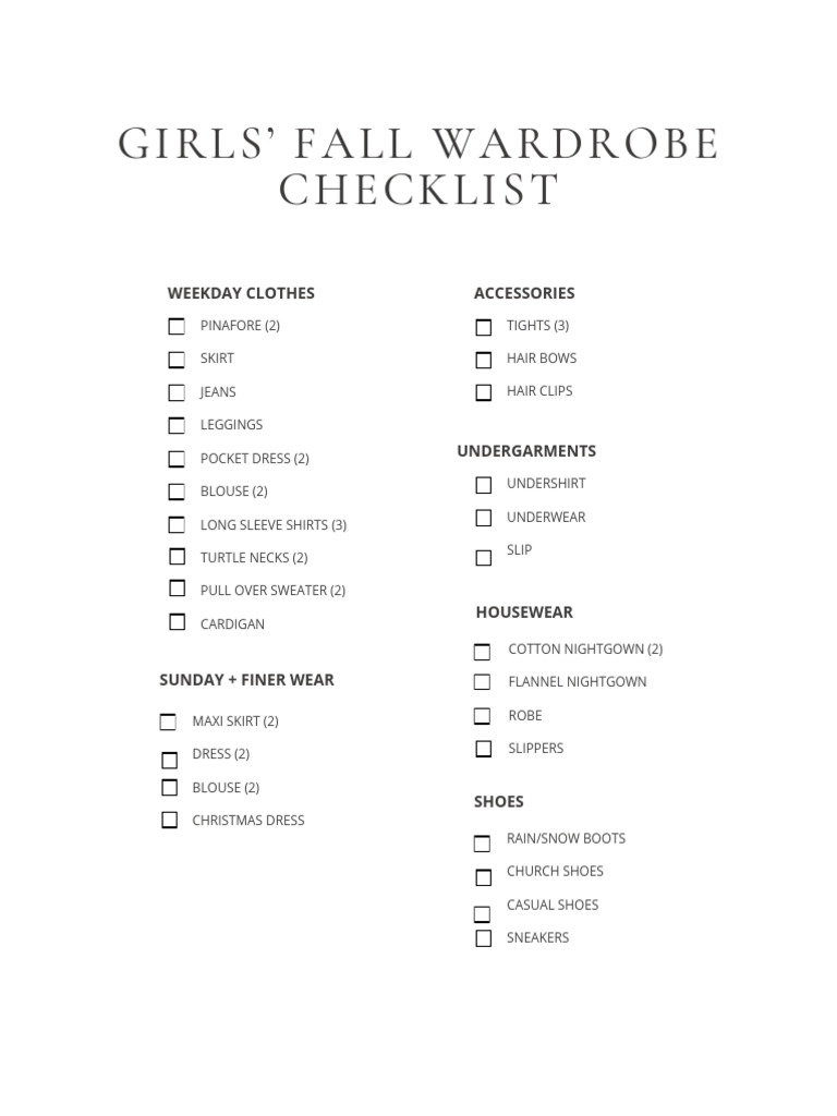 Family Fall Wardrobe Checklist | PDF | Sweater | Shirt