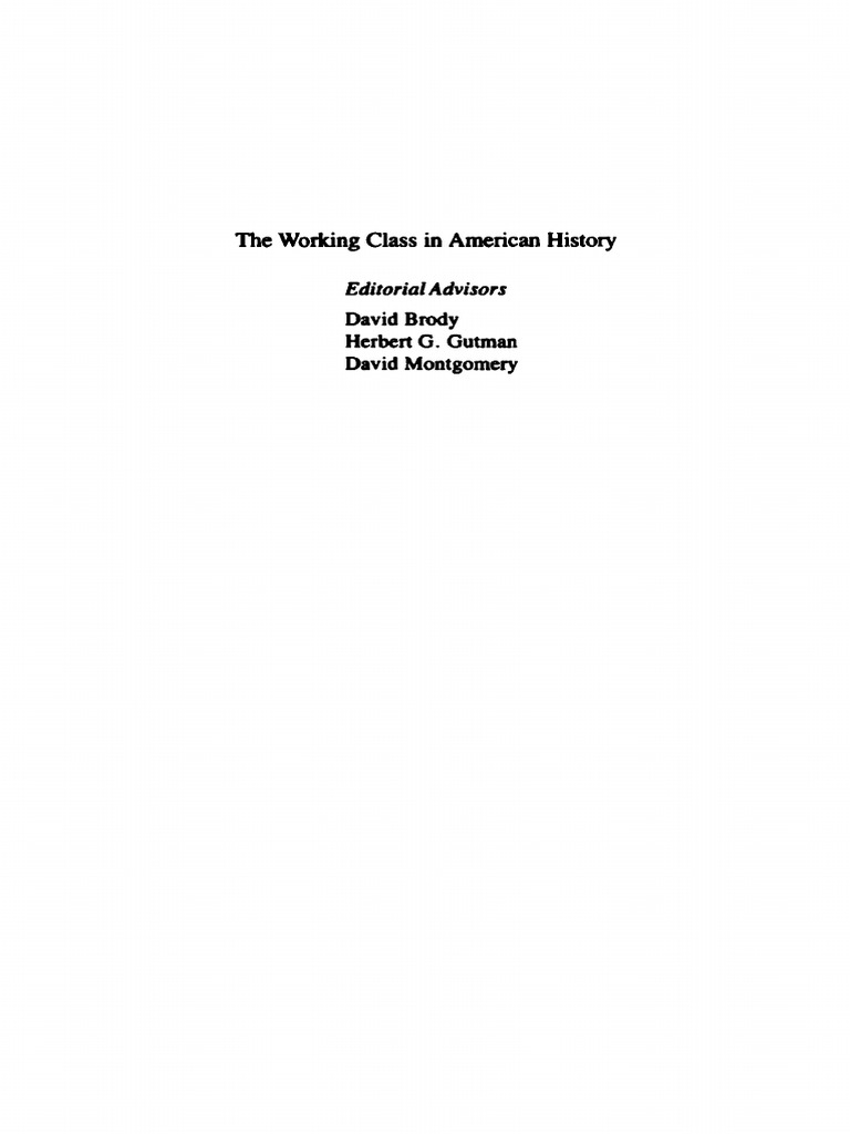 The Working Class in American History: Editorial Advisors | PDF ...