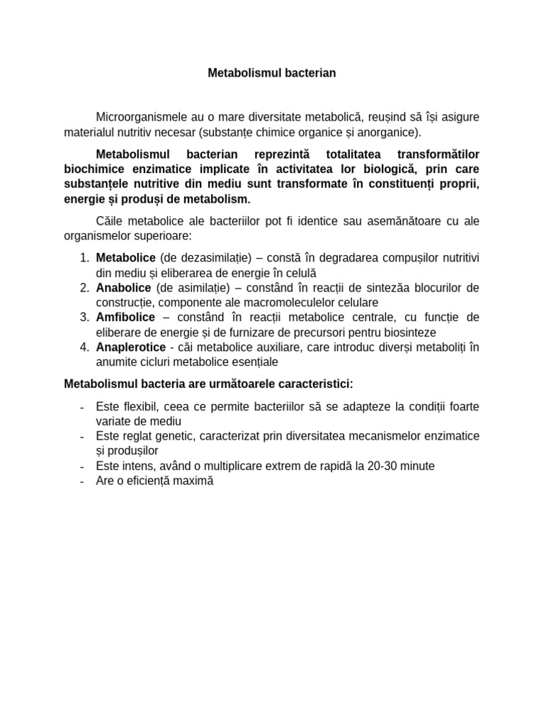 Lectia 11 Metabolismul bacterian | PDF