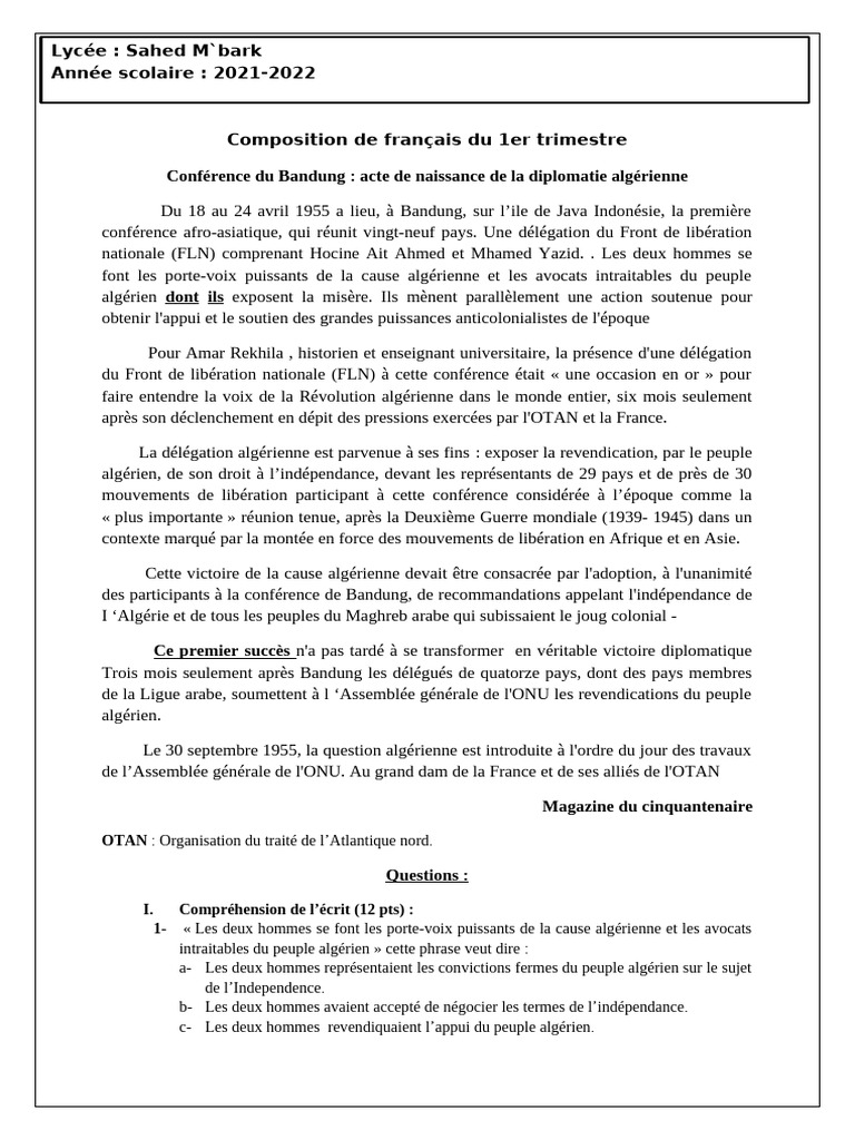 Composition 3as (Le Texte Historique) L. E | PDF