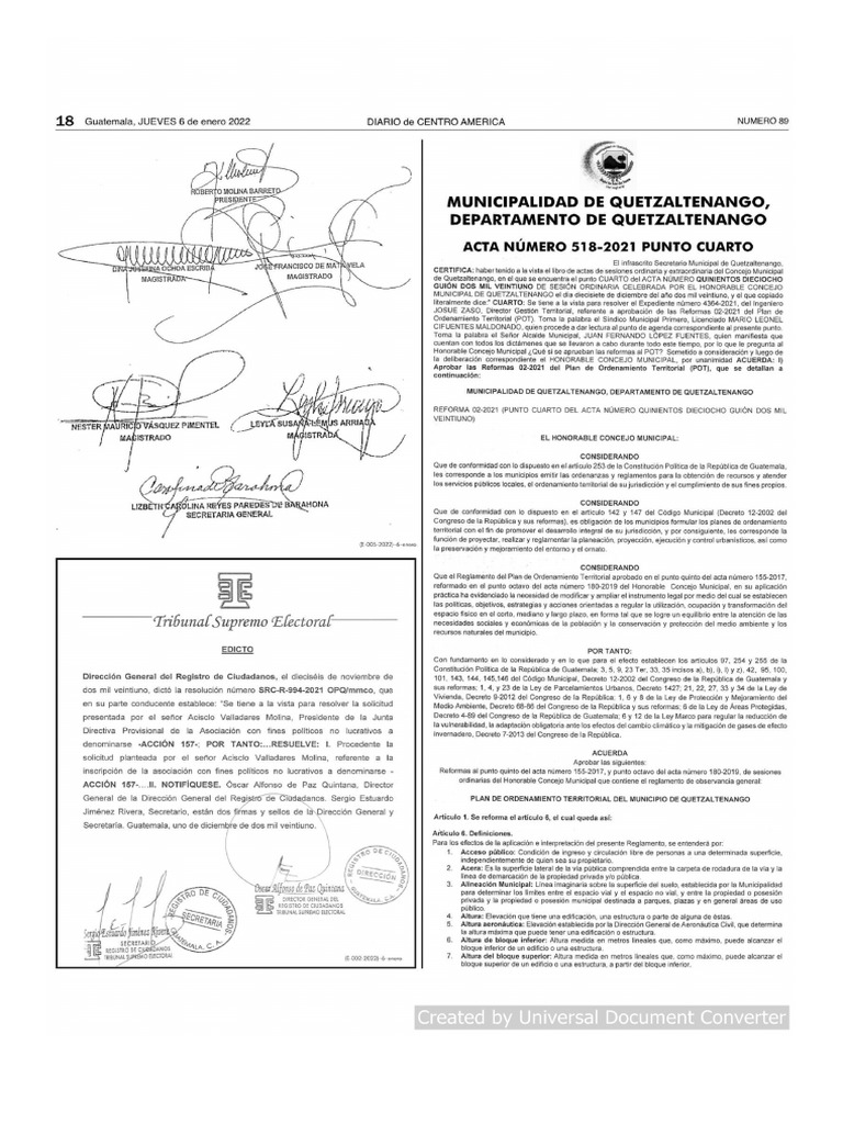 Acta Número 518-2021 Punto Cuarto | PDF