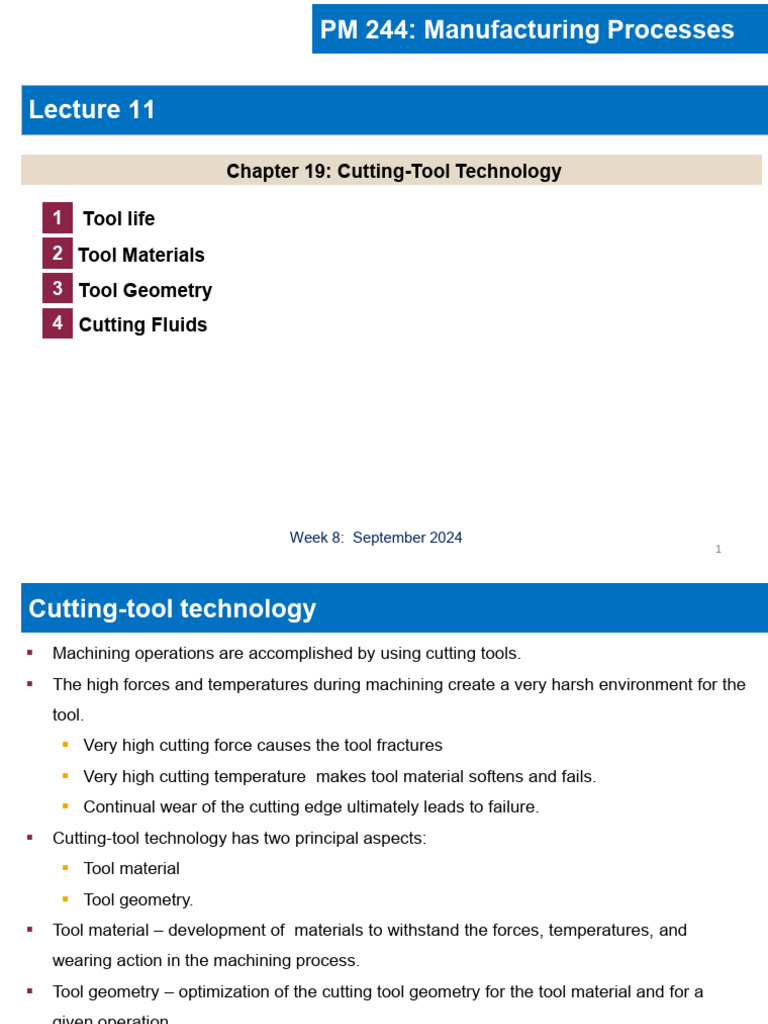 CH 19 Cutting-Tool Technology 2024 | PDF | Wear | Steel