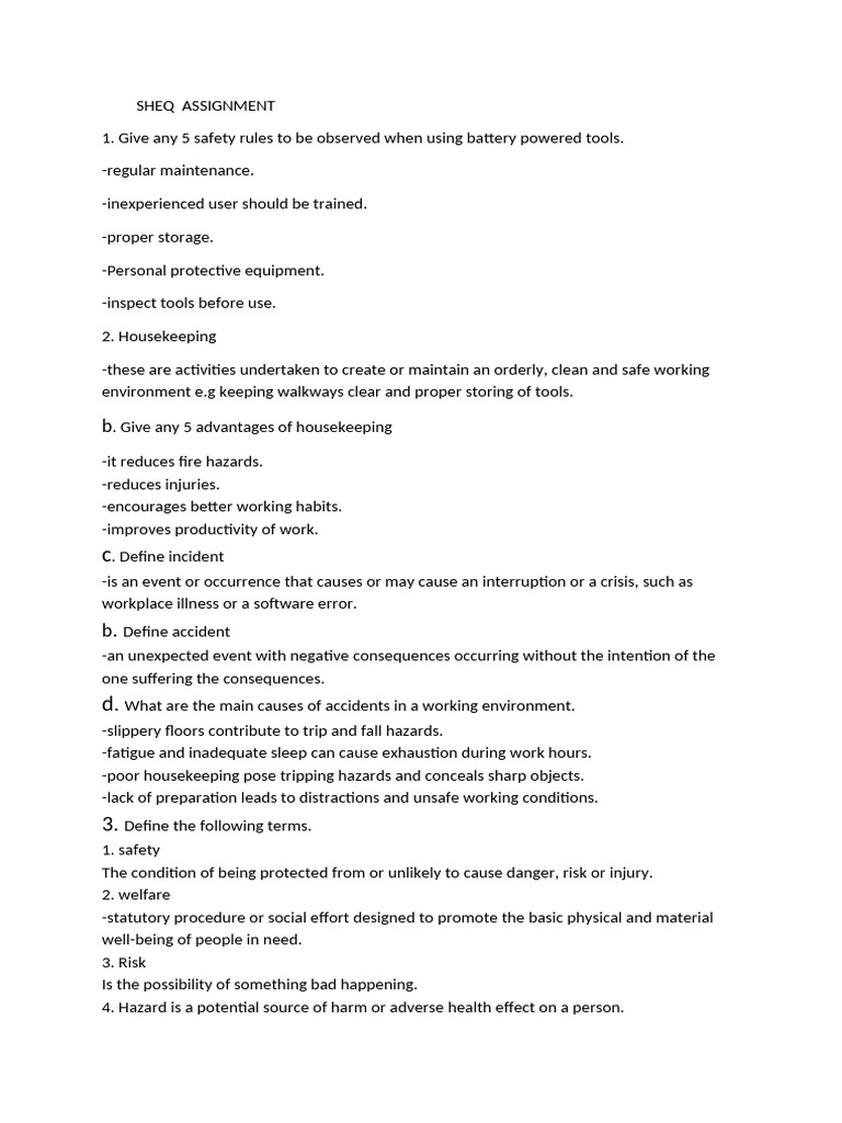 Sheq Assignment | PDF