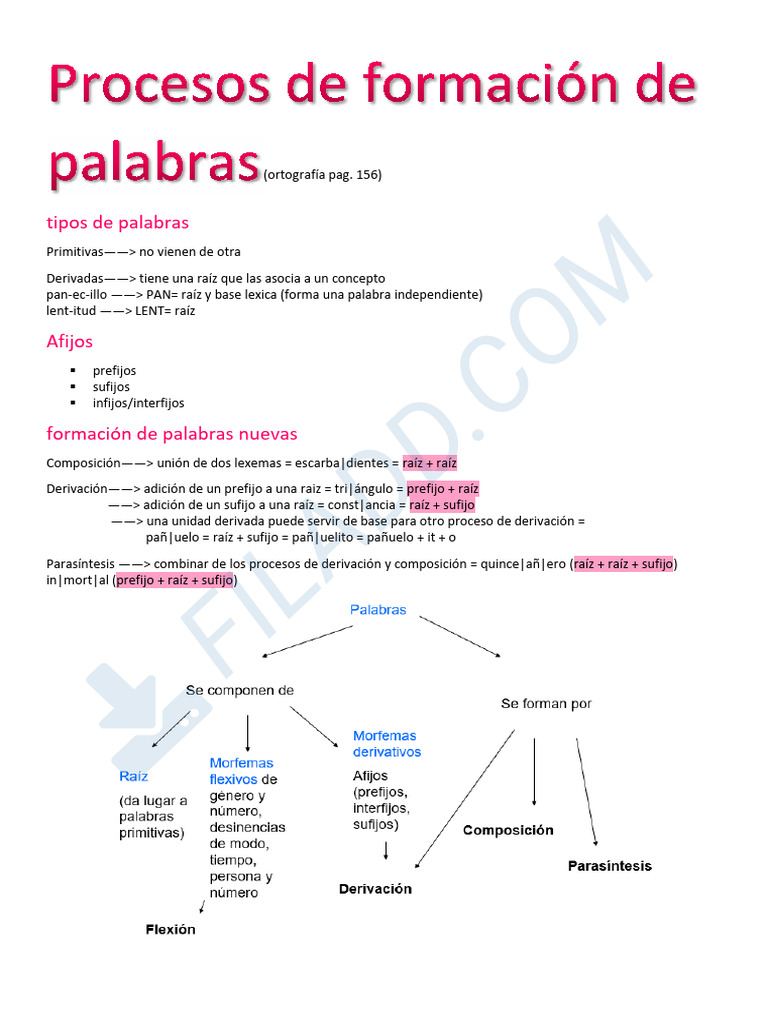 Procesos de Formacion de Palabras Lengua Castellana | PDF