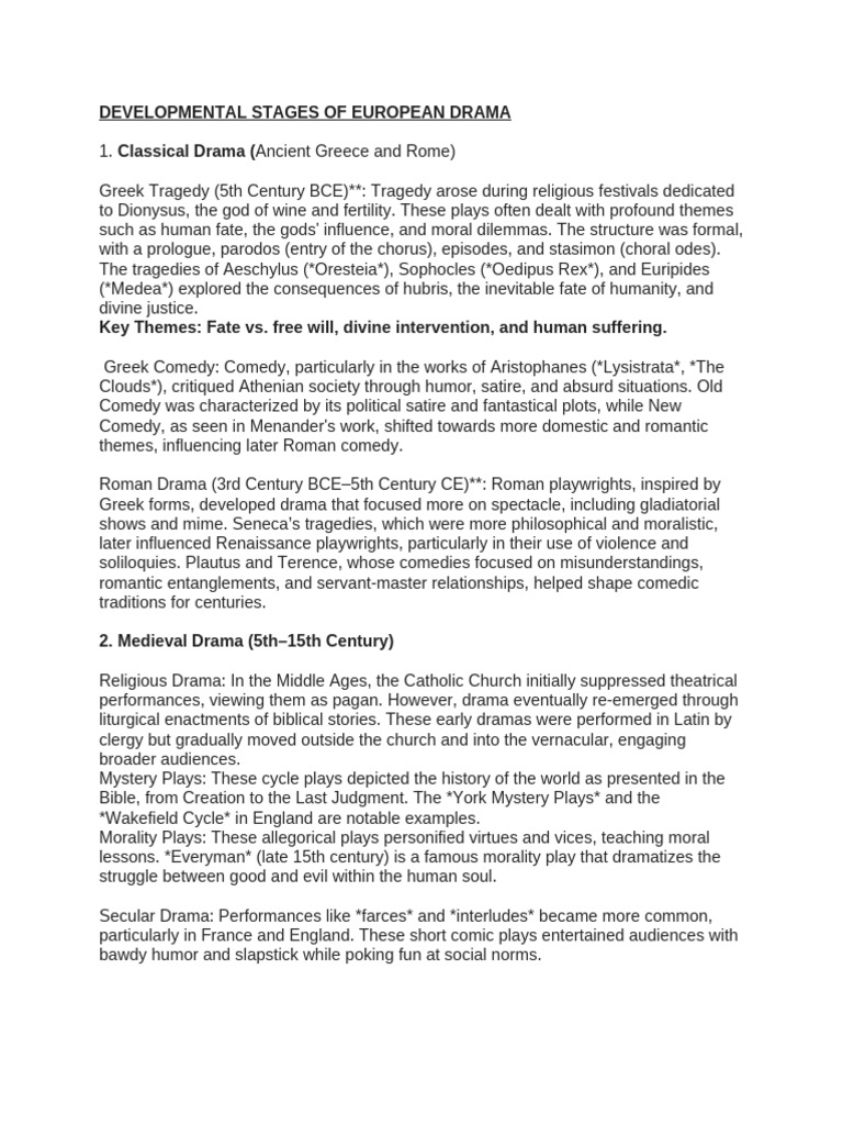 To Delve Further Into The Development of European Drama | PDF | Tragedy ...