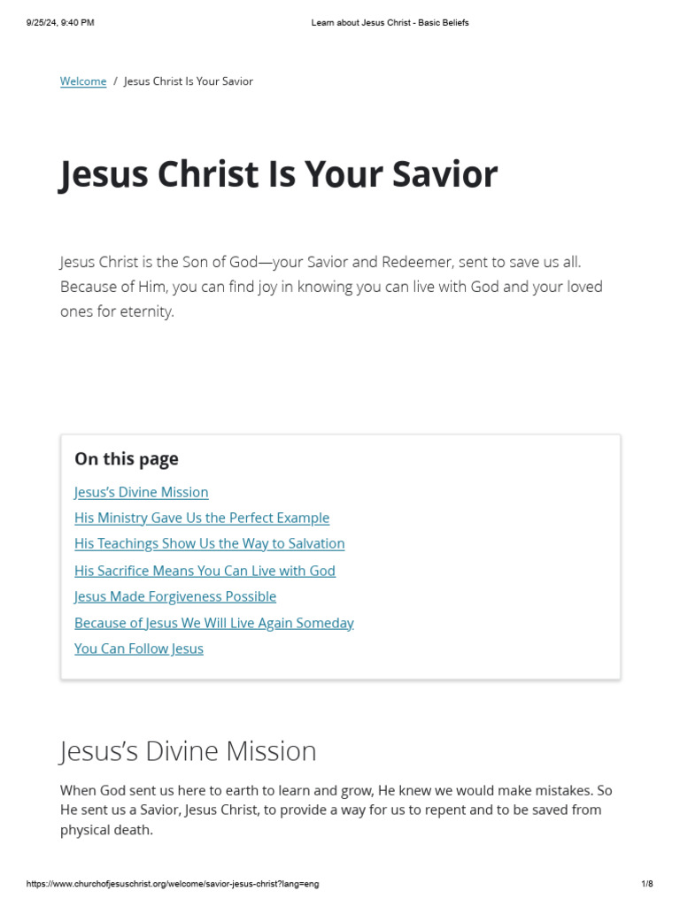 Learn About Jesus Christ - Basic Beliefs | PDF | Jesus | Resurrection ...