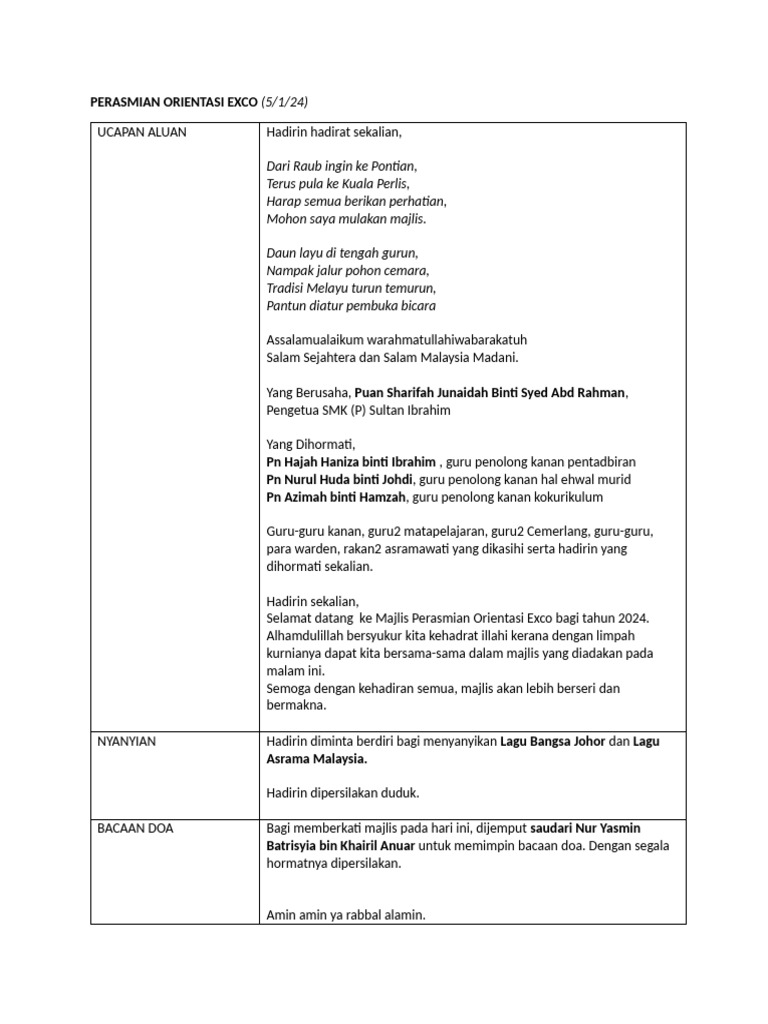 Teks Majlis Perasmian | PDF