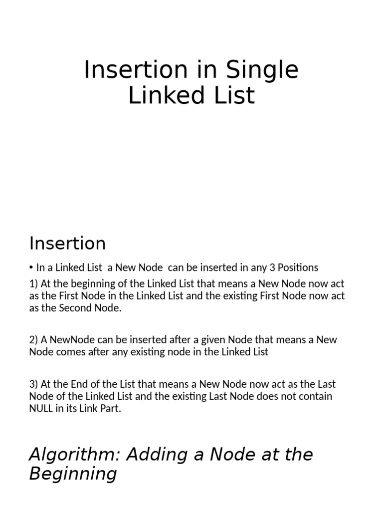 Insertion in Single Linked List-II | PDF