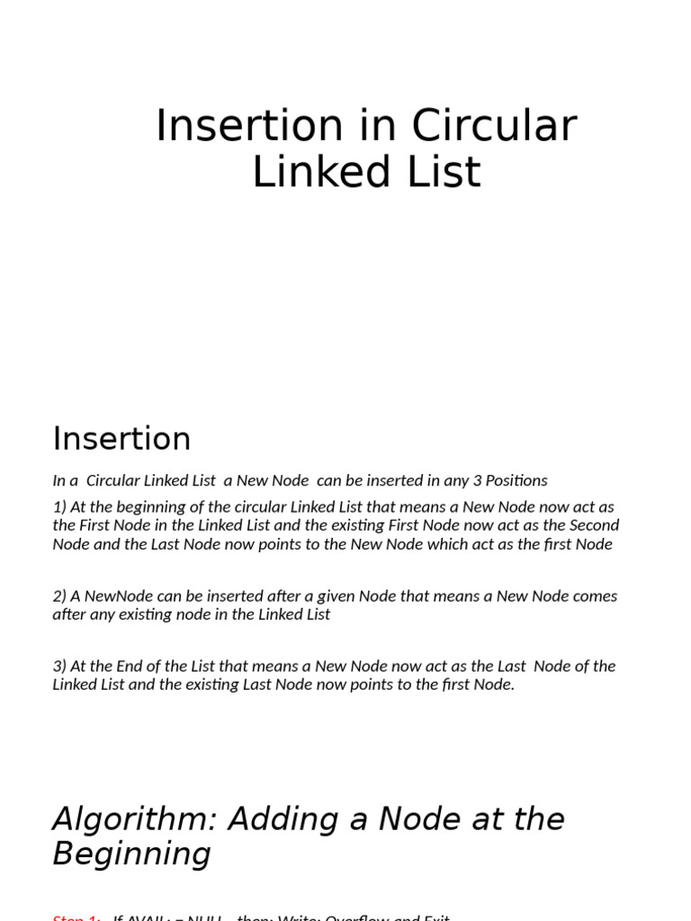 Insertion in Circular Linked List-II | PDF