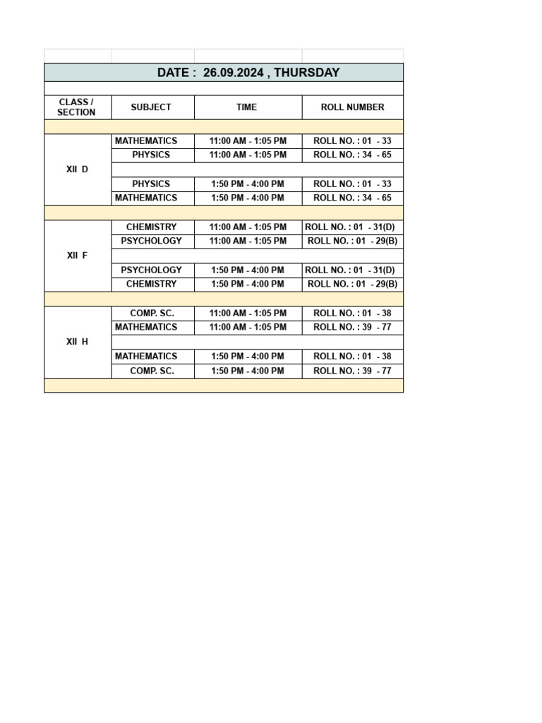 Revised Practical Schedule - Term I | PDF