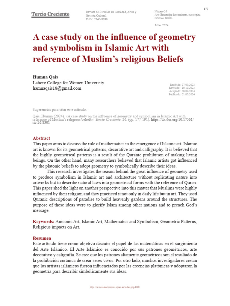 A Case Study On The Influence of Geometry and Symbolism in Islamic Art | PDF