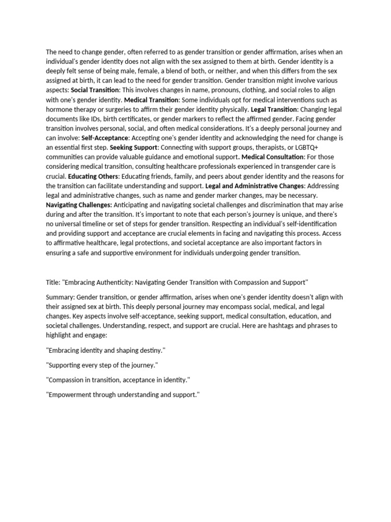 The Need To Change Gender | PDF