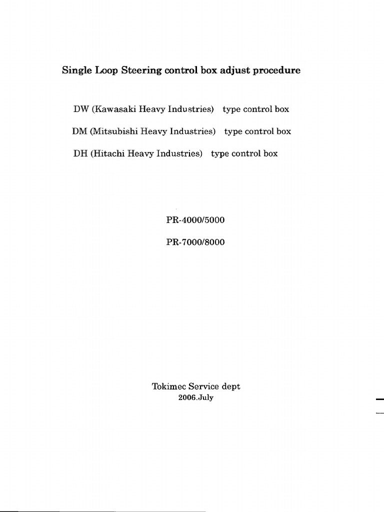 Pr-4000-5000-7000-8000-Single Loop Steering Control Box Adjust Procedure | PDF