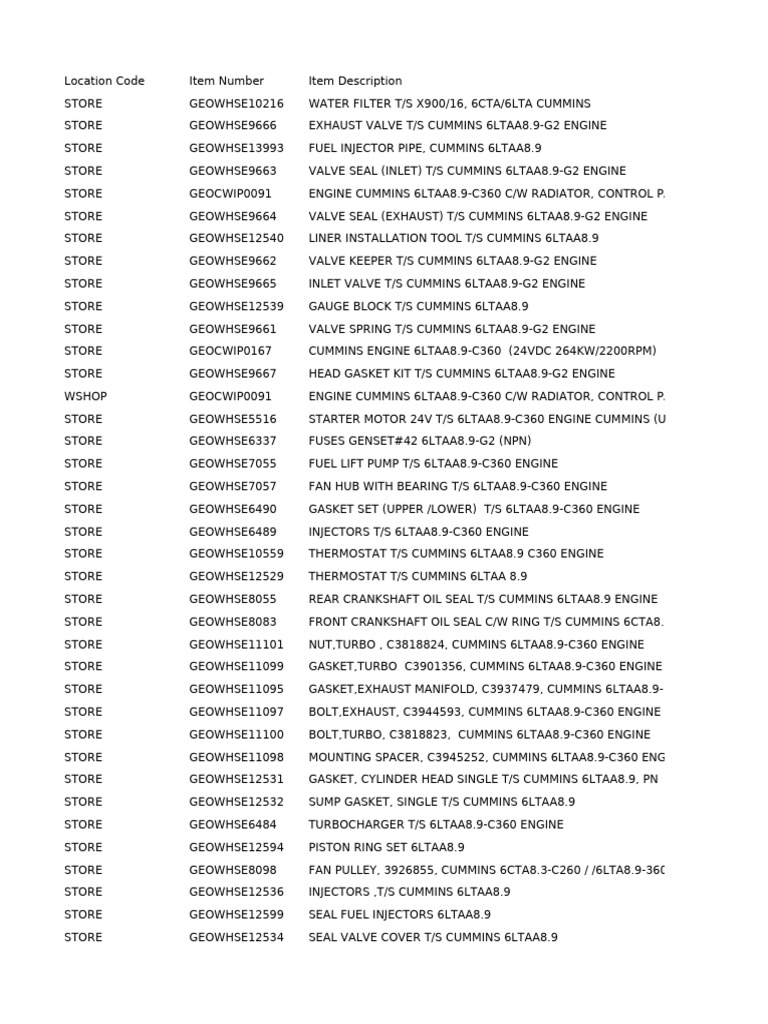 6lta engine list | PDF