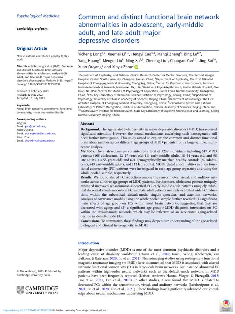 Common and Distinct Functional Brain Network Abnormalities in ...