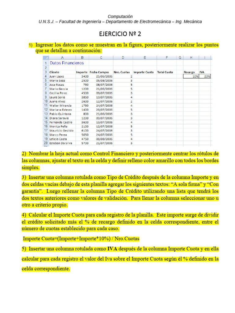 Enunciado Ejercicio 2 Excel | PDF
