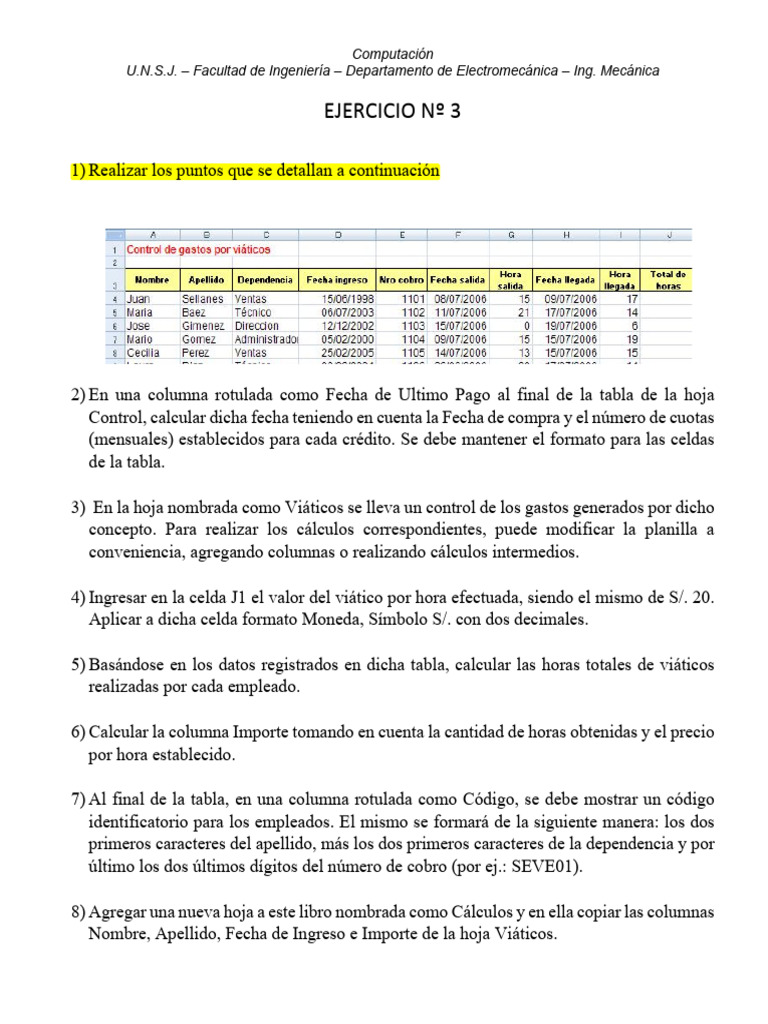 Enunciado Ejercicio 3 Excel | PDF