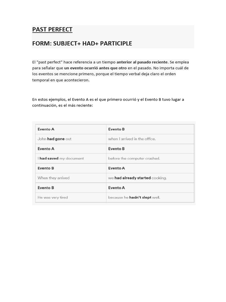 Past Perfect | PDF | Linguistics | Grammar