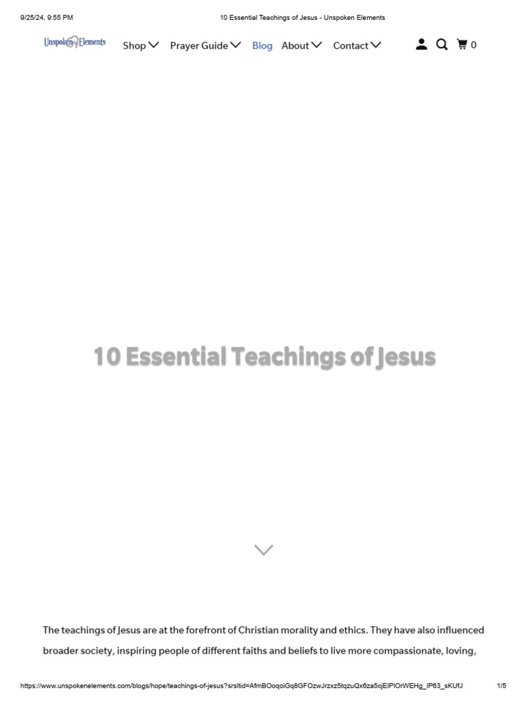 10 Essential Teachings of Jesus - Unspoken Elements | PDF