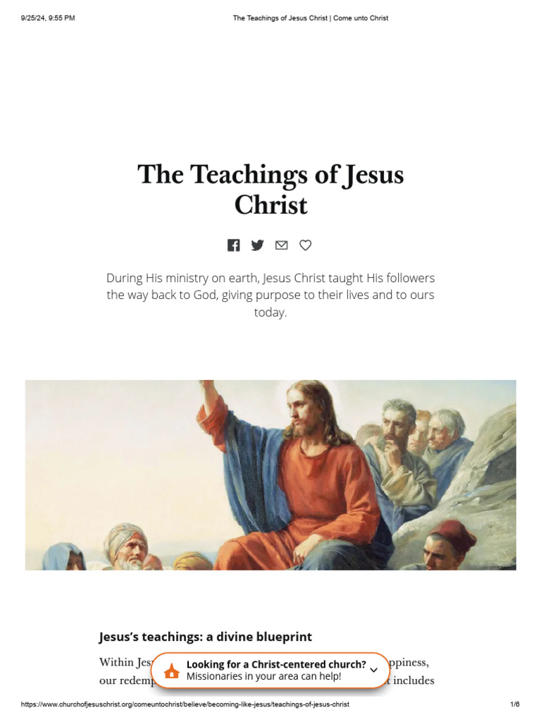 The Teachings of Jesus Christ - Come Unto Christ | PDF