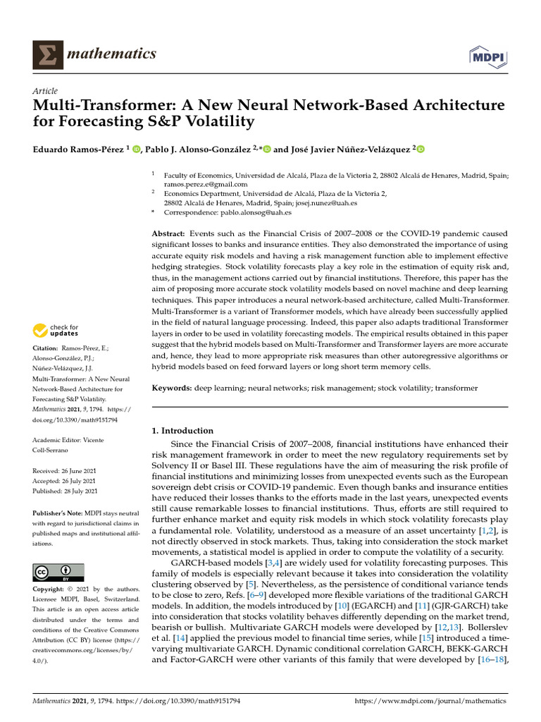 Multi-Transformer A New Neural Network-Based Archi | PDF | Volatility ...