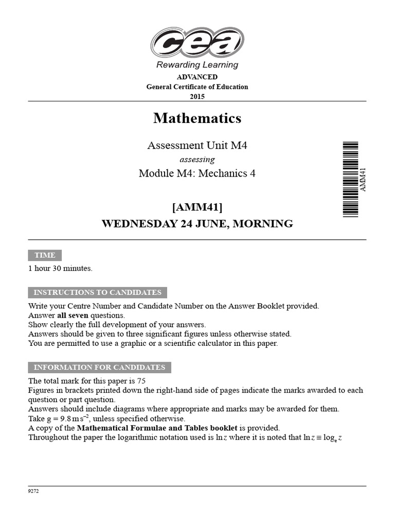 A2 Maths M4june15p | PDF