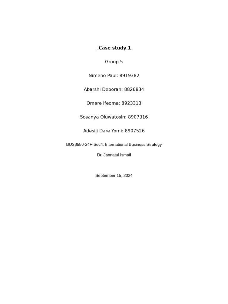 Group 5 Case Study Assignment | PDF