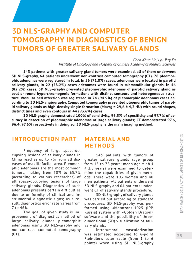 3D Nls-Graphy and Computer Tomography in Diagnostics of Benign Tumors ...