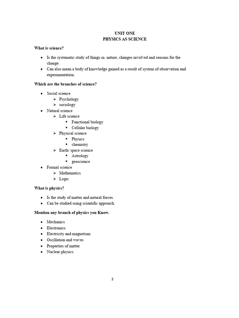 Physics Form 1 Notes | PDF