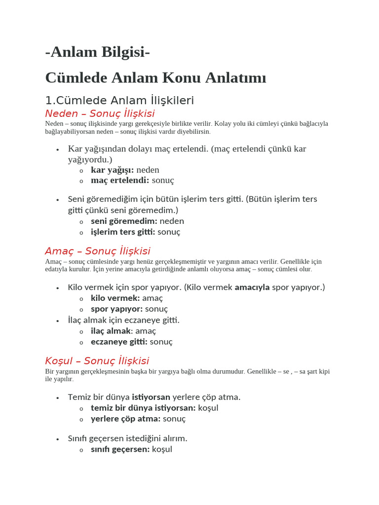 Anlam Bilgisi | PDF