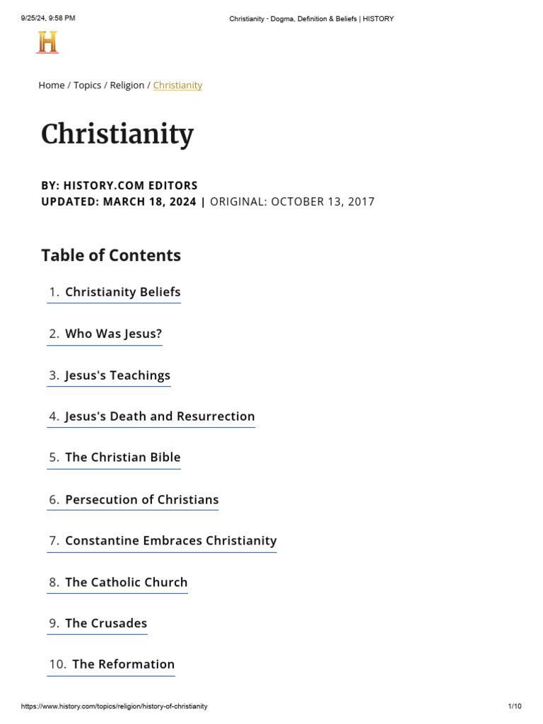 Christianity Dogma, Definition & Beliefs - HISTORY | PDF
