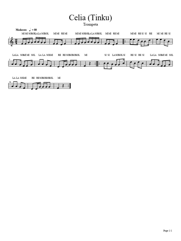 Celia (Tinku) - Trompeta | PDF