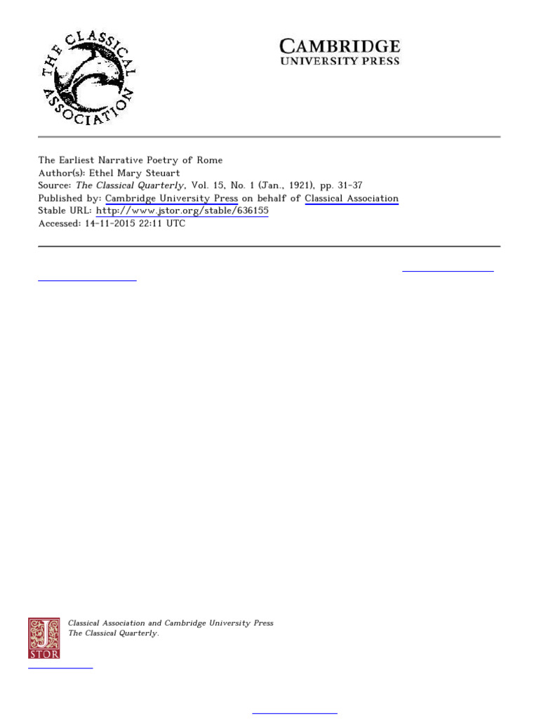 Earliest Narrative Poetry in Rome | PDF | History