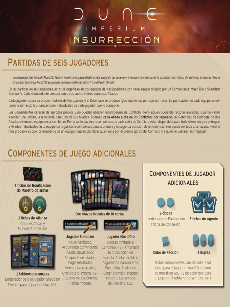 DUNE IMPERIUM UPRISING Rules Supplement 6-Player ES | PDF