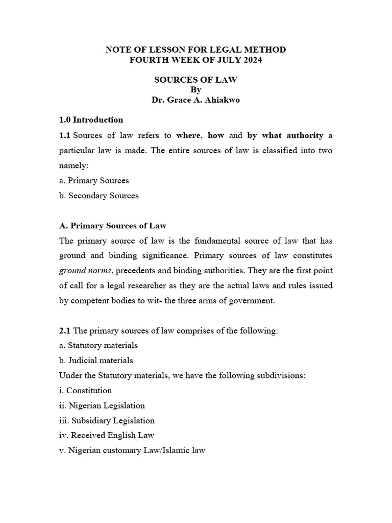 Note of Lesson for Legal Method | PDF