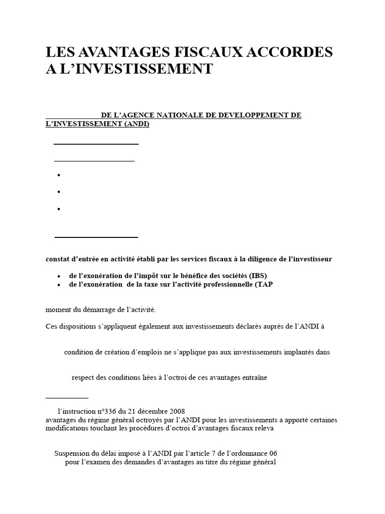 Les Avantages Fiscaux Accordes | PDF