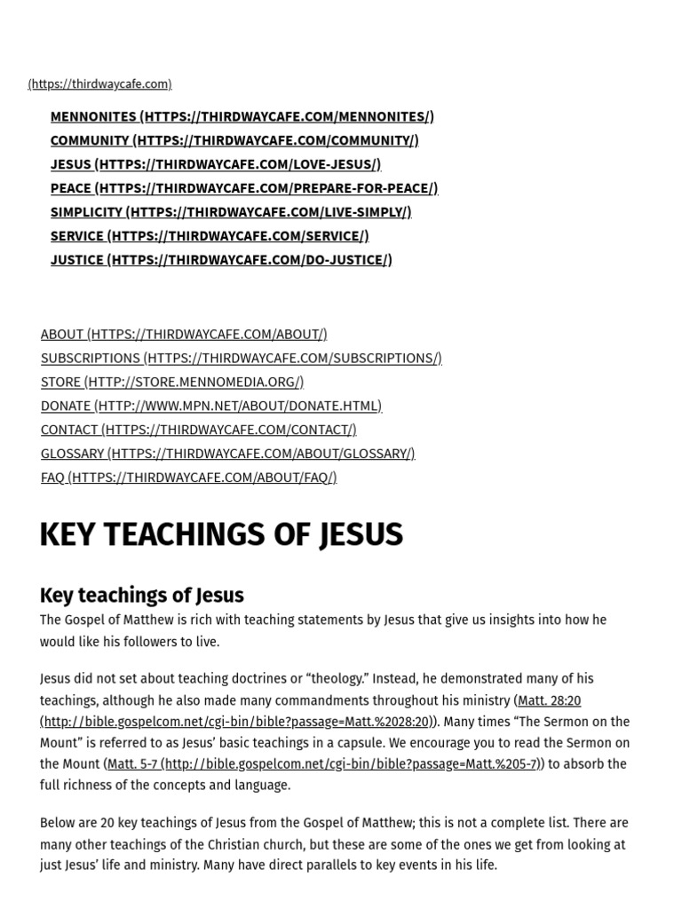 Key Teachings of Jesus - Third Way | PDF