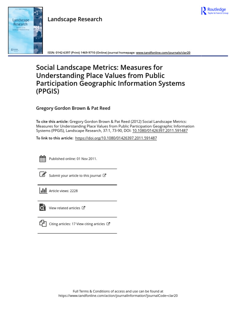 Social Landscape Metrics Measures For Understanding Place Values From Public Participation ...