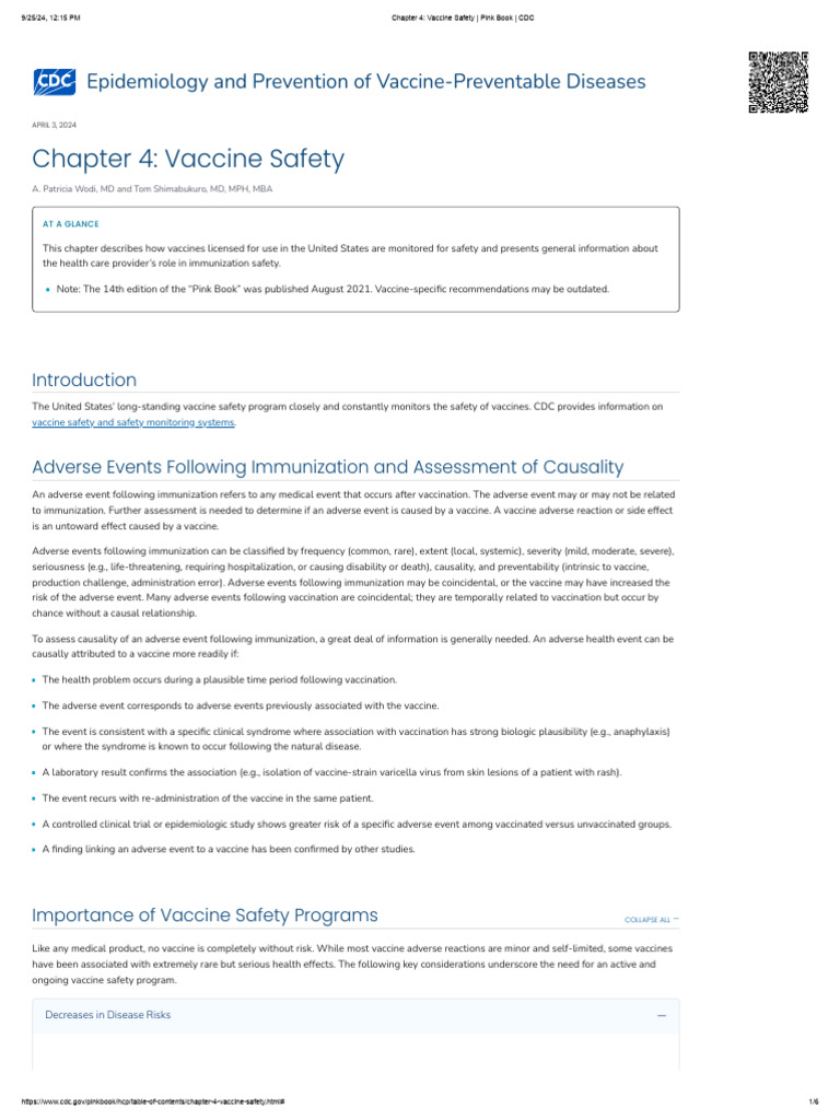 Chapter 4_ Vaccine Safety _ Pink Book _ CDC | PDF