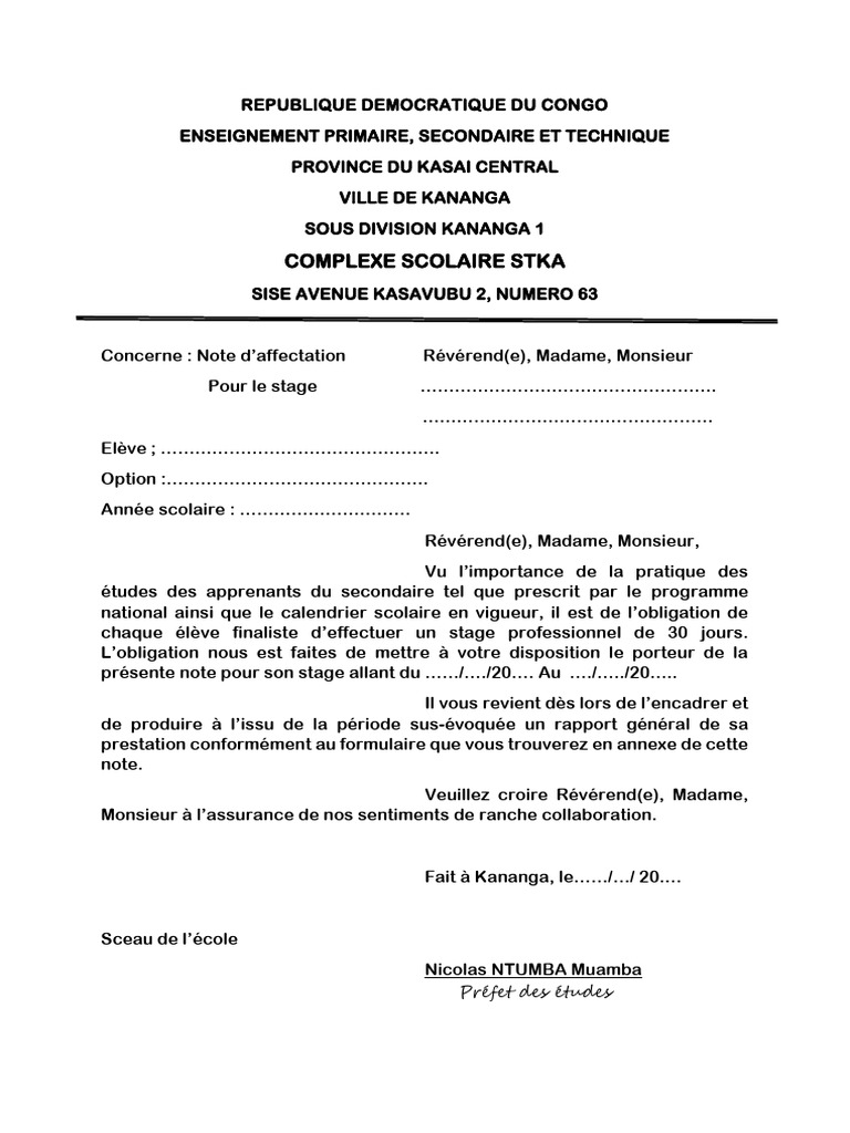 note affectation stage | PDF