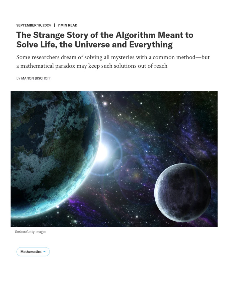 The Strange Story Of The Algorithm Meant To Solve Life The Universe 1001