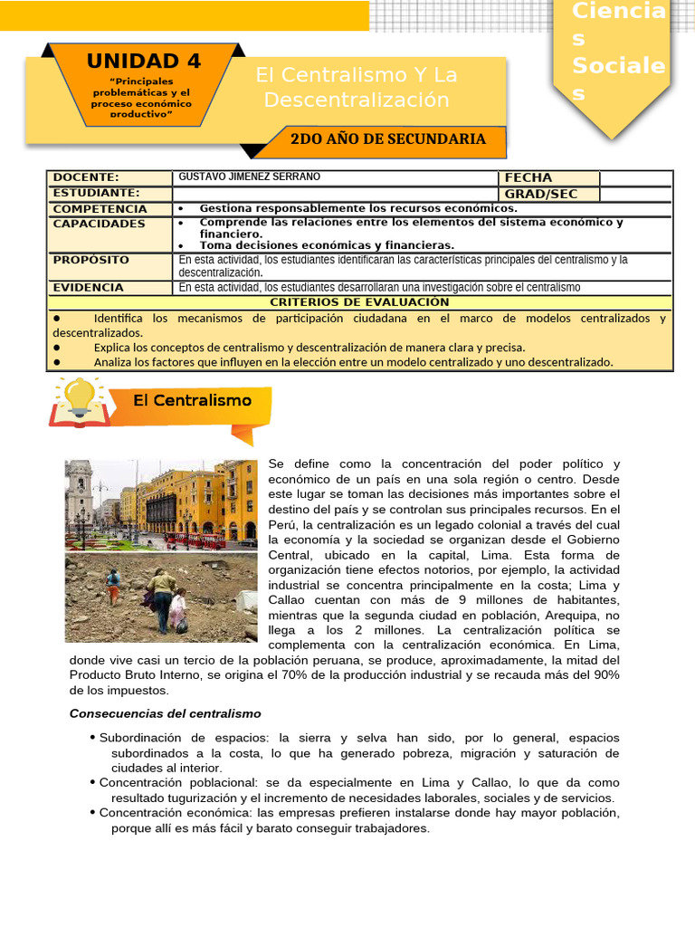 Ficha de Actividad CCSS 2° - Semana 5 | PDF