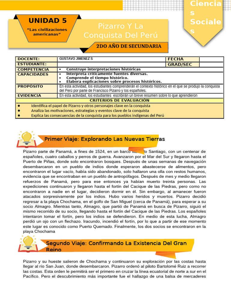 Ficha de Actividad CCSS 2° - Semana 3 | PDF