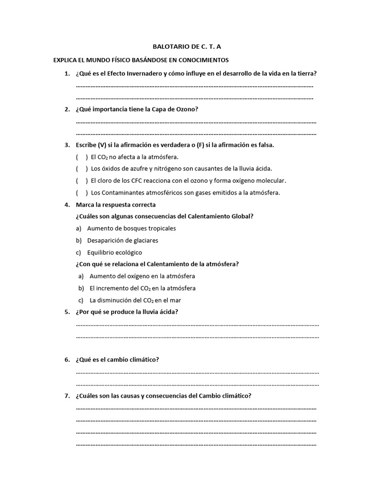 BALOTARIO DE CTA 2 Trimestre | PDF