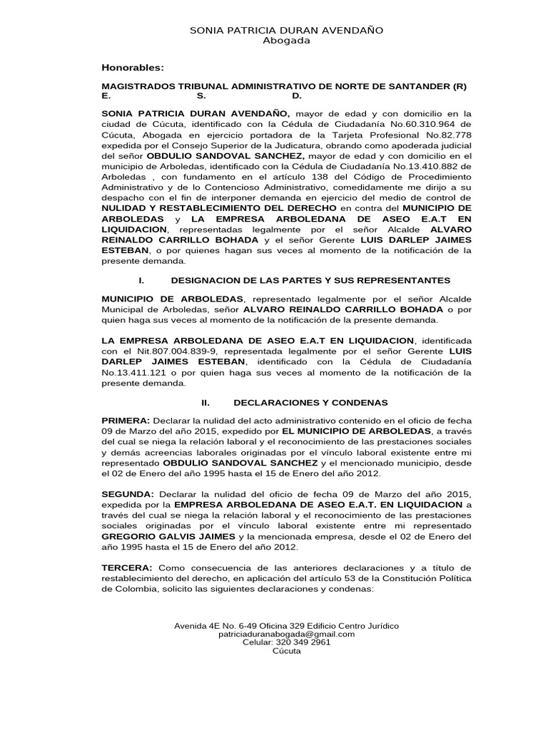 Demanda Obdulio | PDF | Ley común | Gobierno